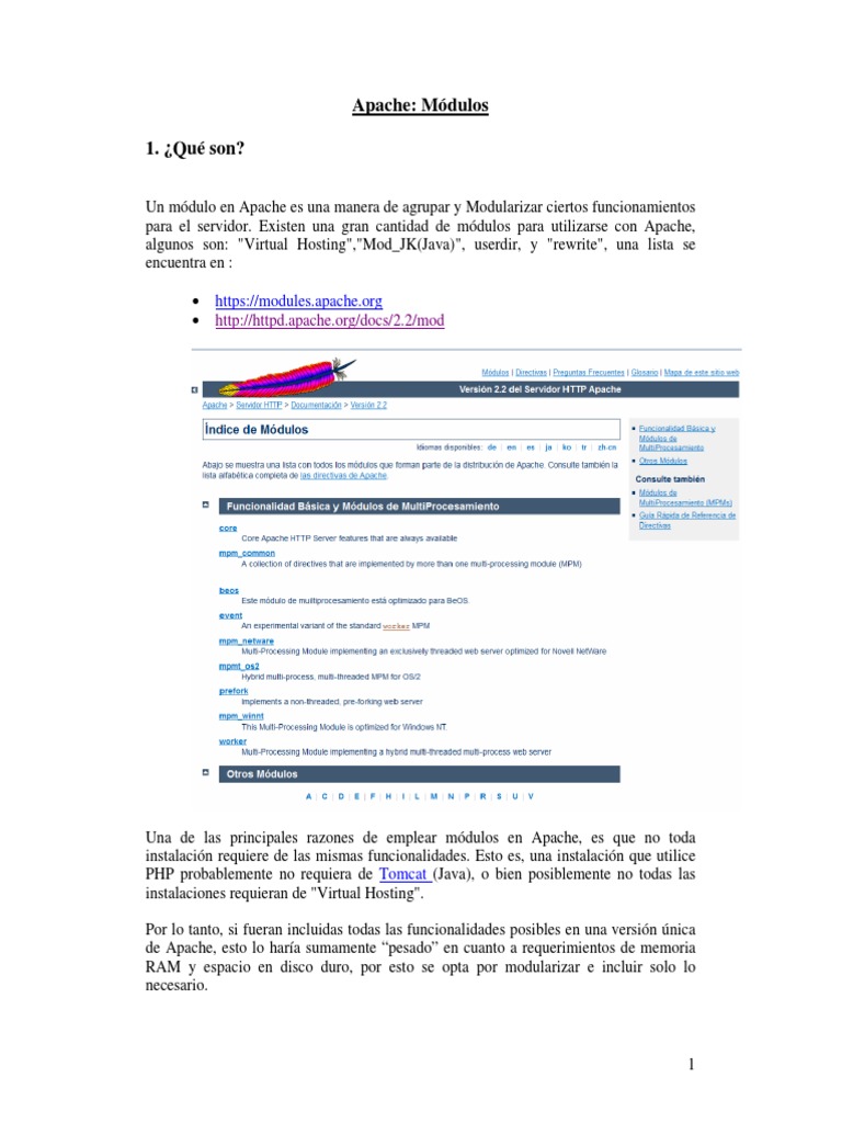 T2.4 Apache - Módulos | PDF | Servidor HTTP Apache | Servidor (Computación)