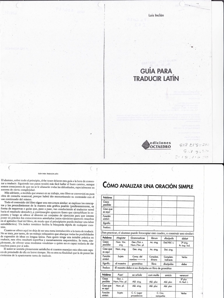 Inclán, Luis - Guía para Traducir Latín PDF | PDF | Verbo | Sustantivo