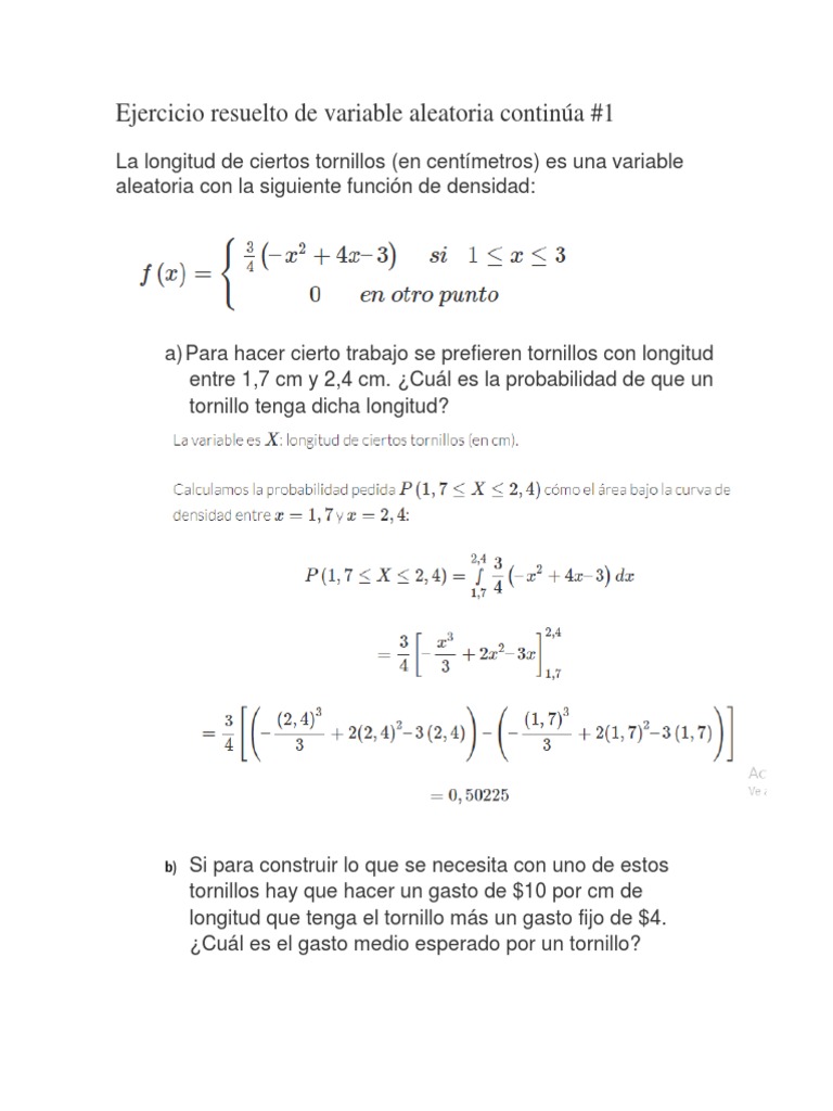 Ejercicio Resuelto de Variable Aleatoria Continúa