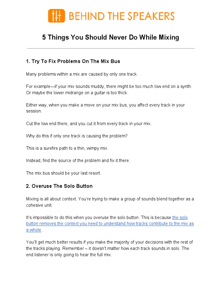 Mixing Mistakes to Avoid | PDF | Language Arts & Discipline