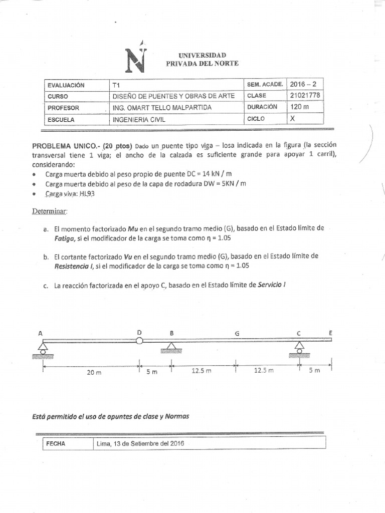 Exámenes Puentes | PDF