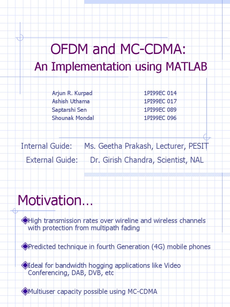 Simulation and Implementation of OFDM and MC-CDMA Systems Using MATLAB | PDF | Digital ...