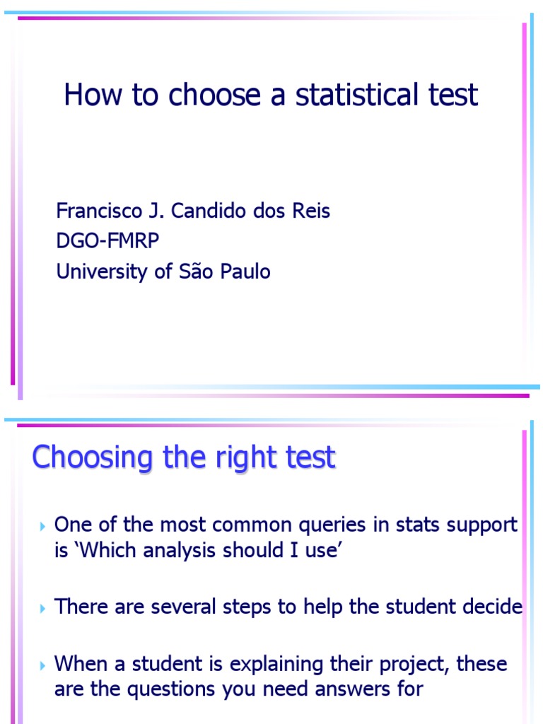 Lecture 4 - How To Choose A Statistical Test | PDF | Student's T Test ...
