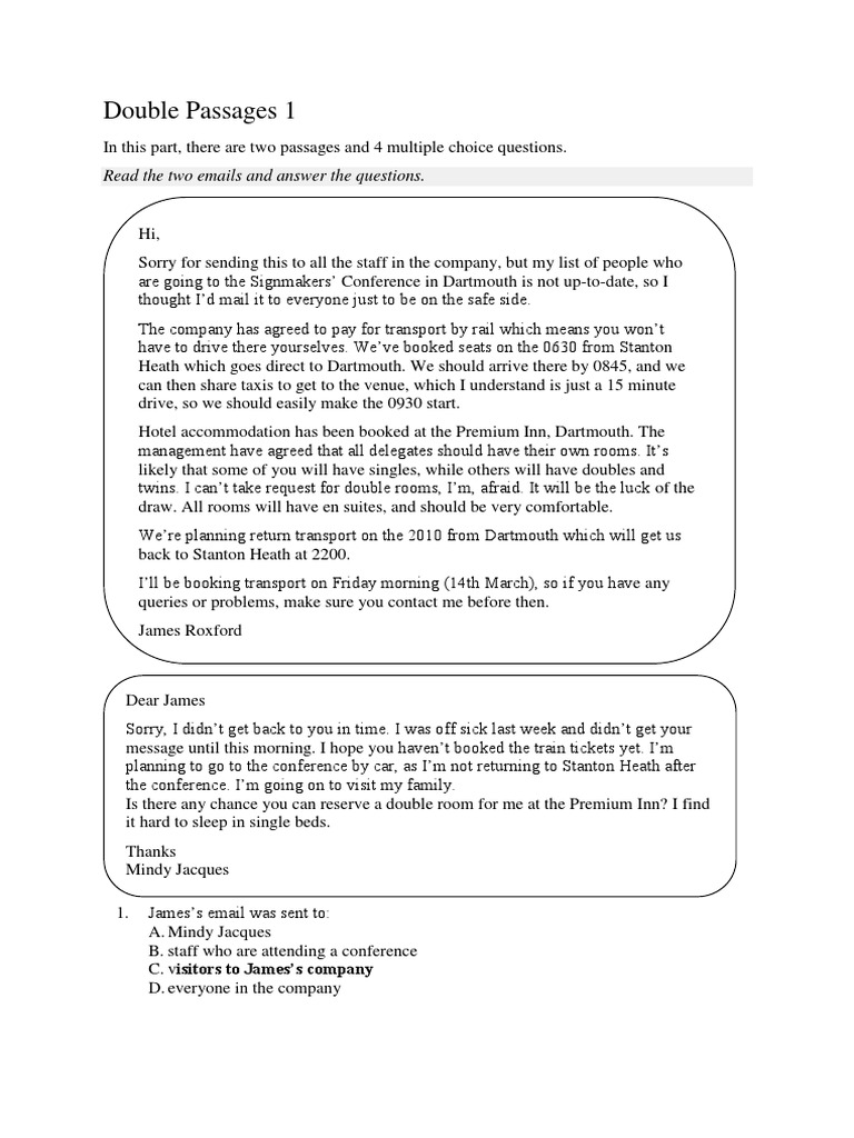 Double Passages 1 | PDF | Business