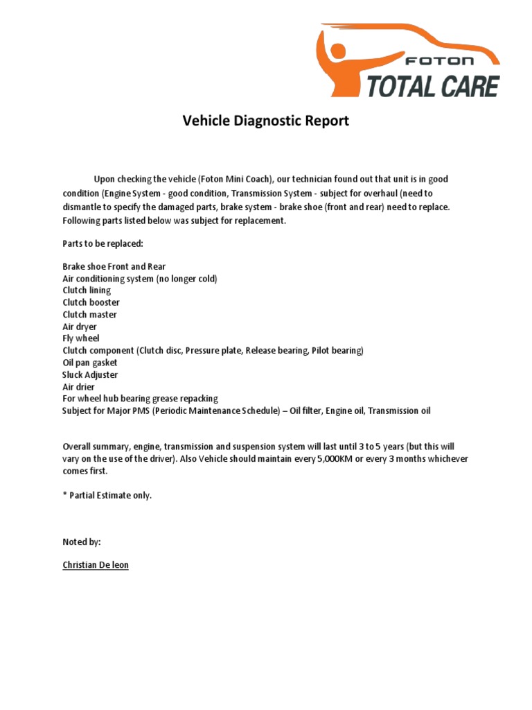 Vehicle Diagnostic Report | PDF | Technology & Engineering