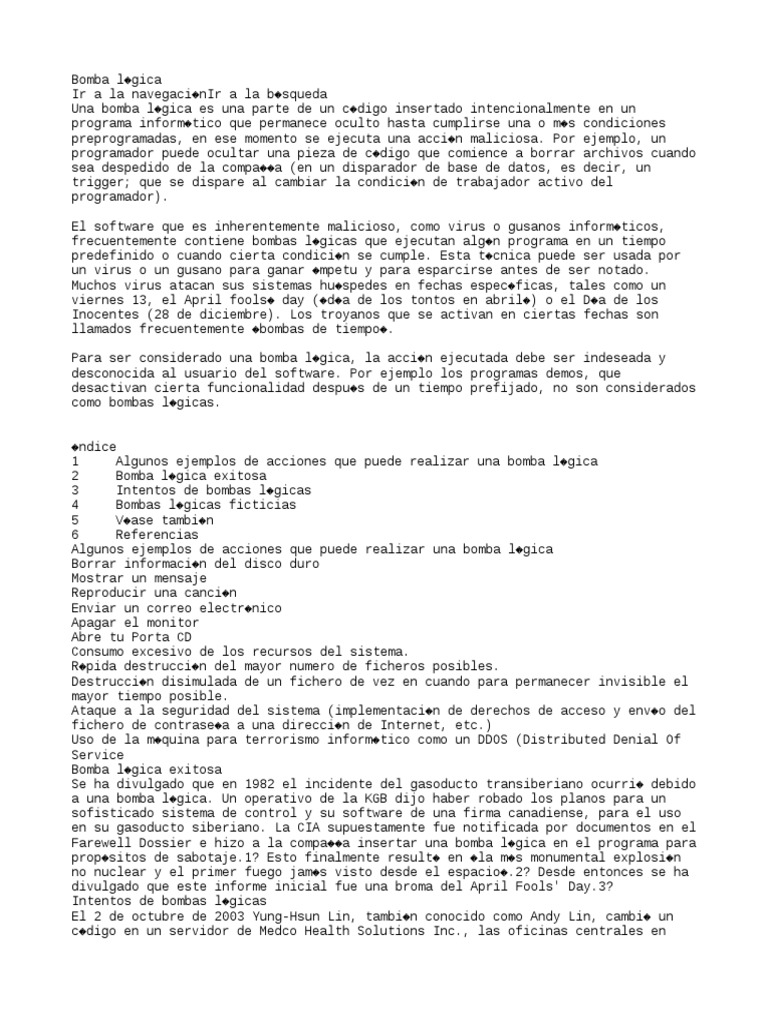 Virus Bomba Logica | PDF | Cibercrimen | Edad de información