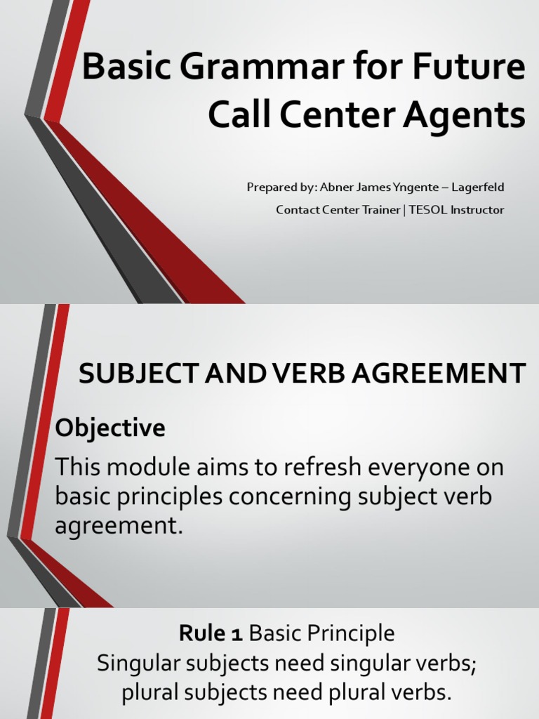 Basic Grammar For Future Call Center Agents | PDF | Grammatical Number ...