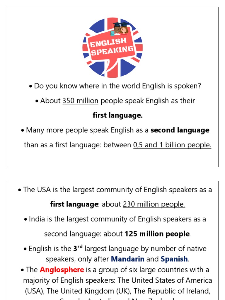 English Speaking Countries | PDF | United Kingdom | English Language