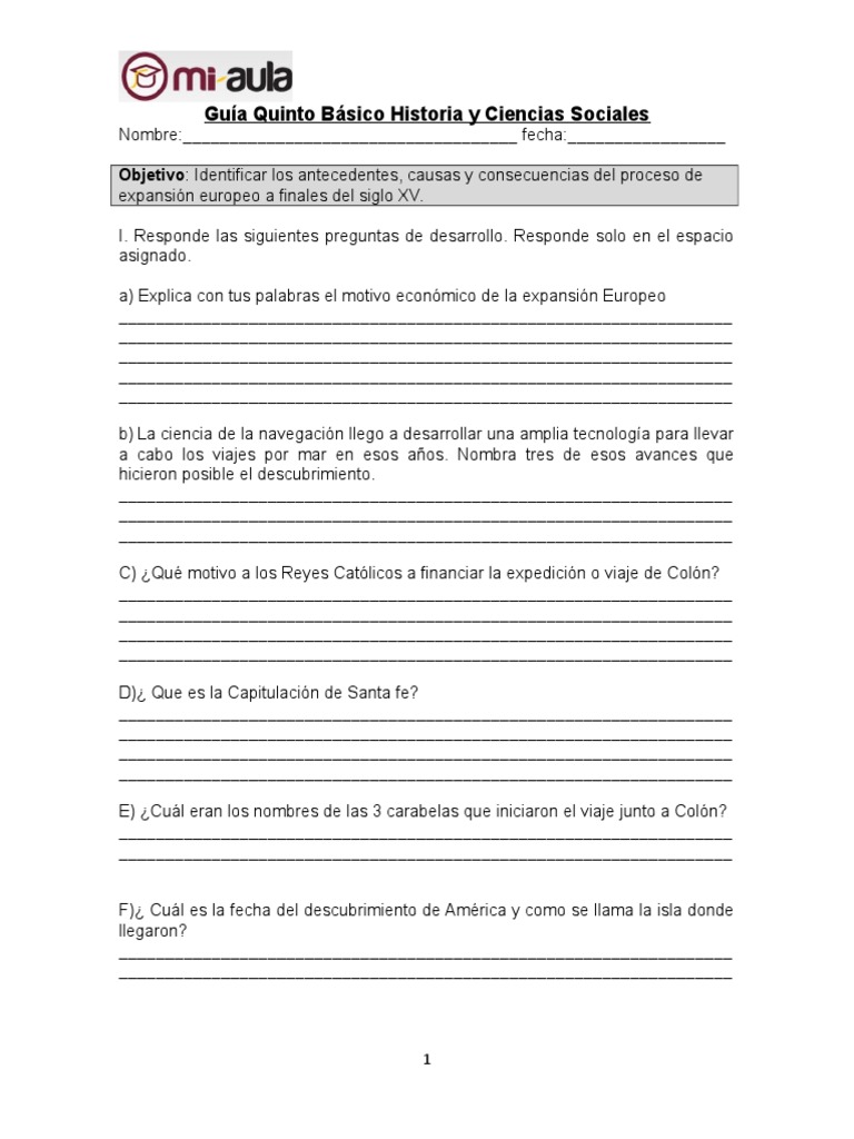 Guía de estudiante sobre los orígenes y consecuencias de la expansión ...