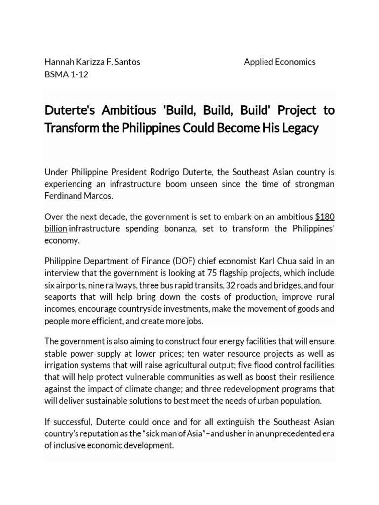 Duterte's Ambitious 'Build, Build, Build' Project To Transform The ...