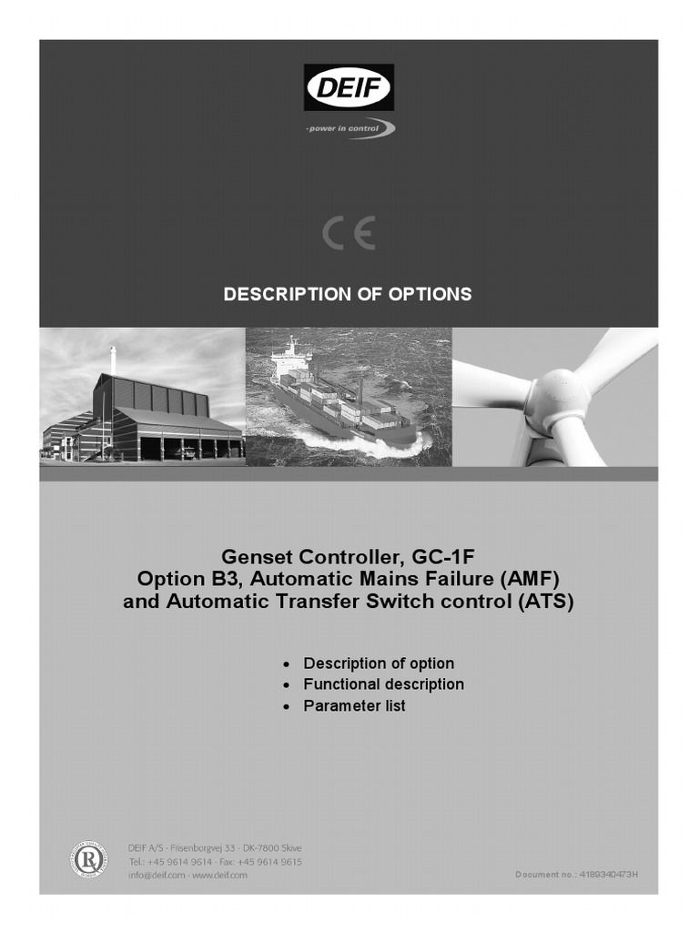 Genset Controller, GC-1F Option B3, Automatic Mains Failure (AMF) and Automatic Transfer Switch ...