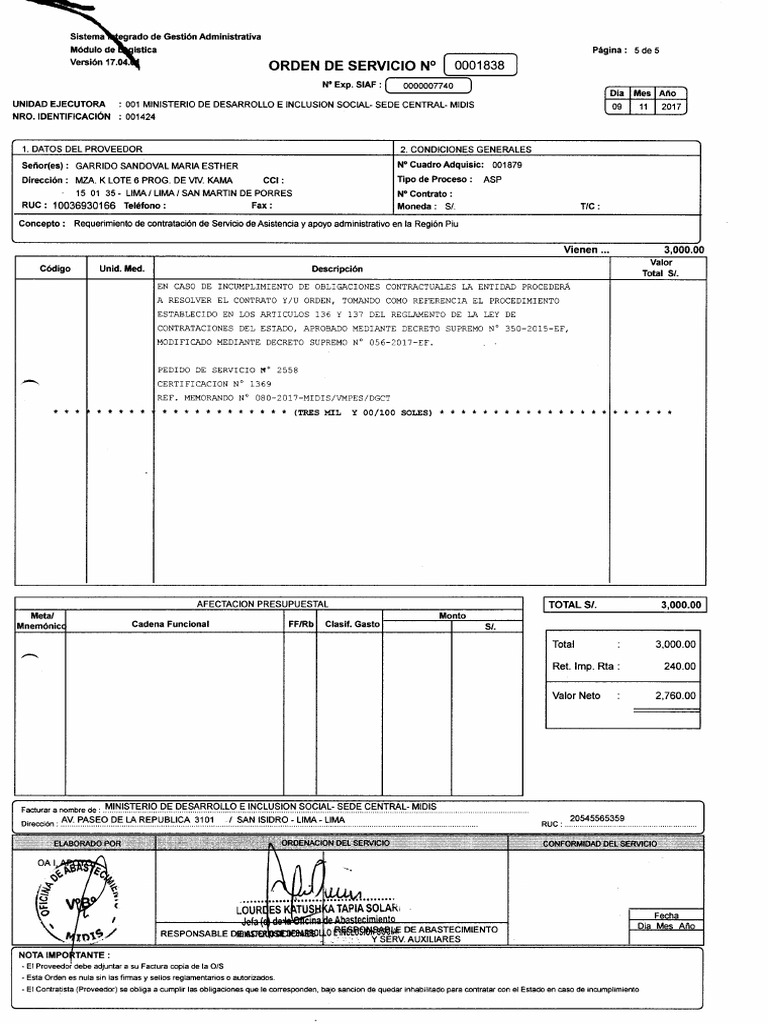 Modelo de Orden de Servicio | PDF