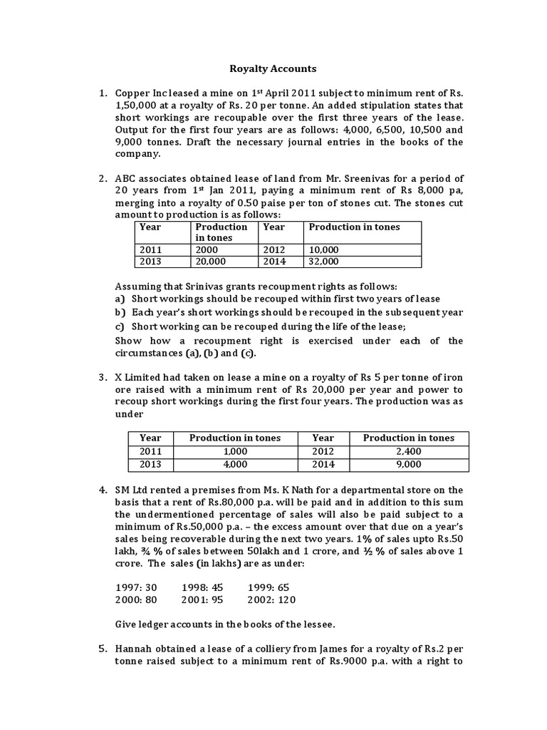Royalty Accounts | PDF | Royalty Payment | Lease