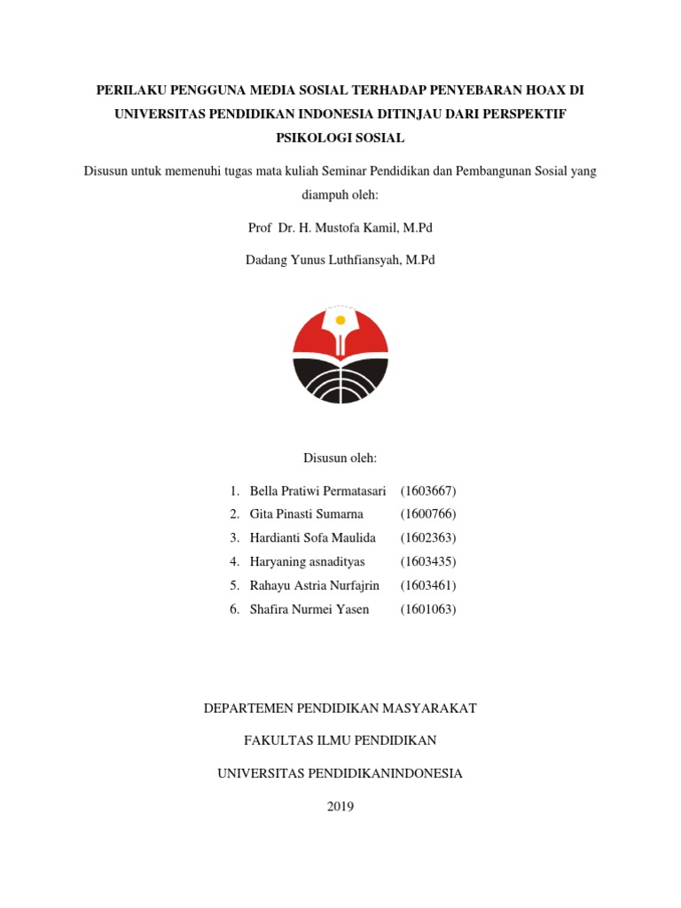 Perilaku Pengguna Media Sosial Terhadap Penyebaraan Hoax Ditinjau Dari Perspektif Psikologi ...