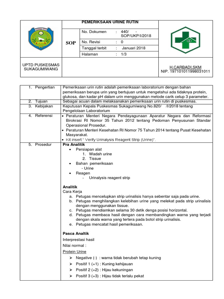 Sop Urine Rutin | PDF