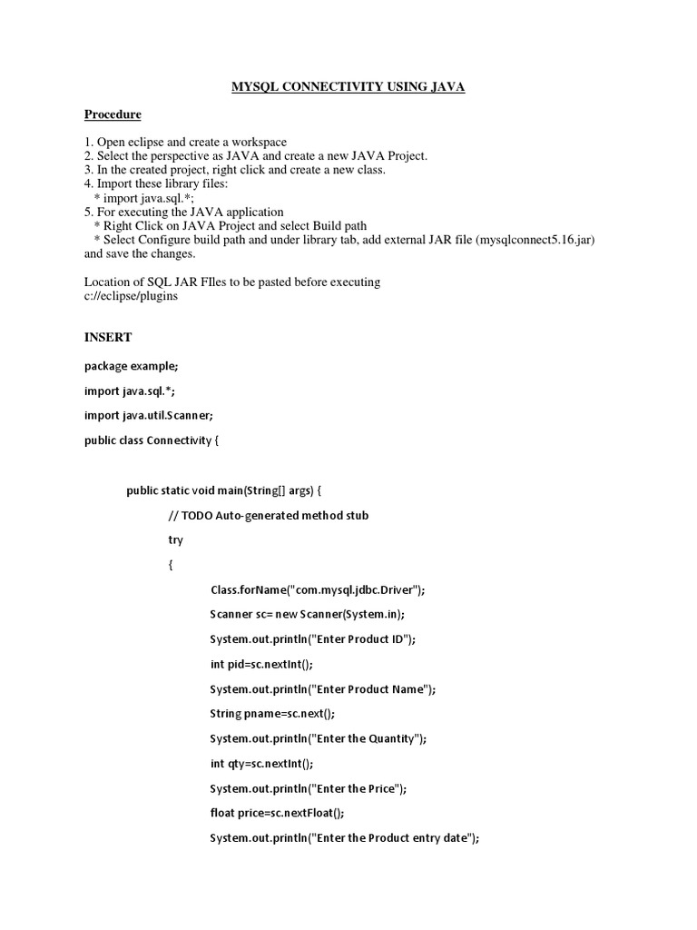 Mysql Connectivity Using Java Procedure Pdf Java Servlet Java Server Pages 0527