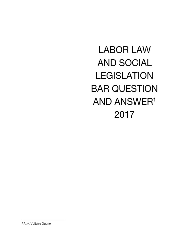 LABOR Bar Questions | PDF | Independent Contractor | Employment