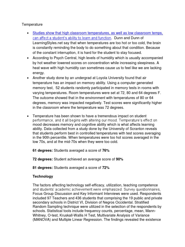 Temperature | PDF | Homework | Benchmarking