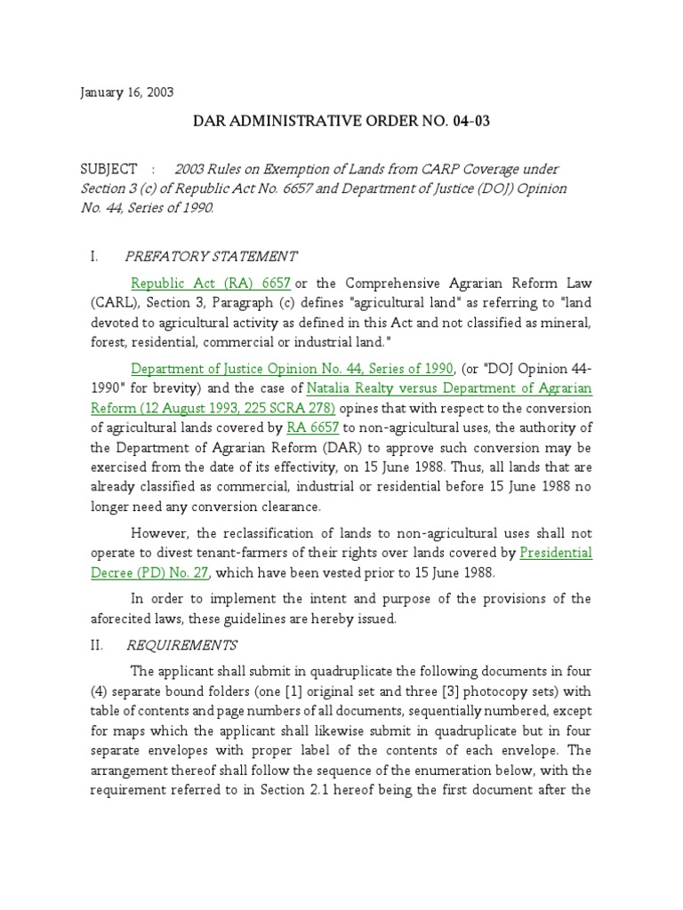Dar Administrative Order No. 04-03 | PDF | Notary Public | Lease