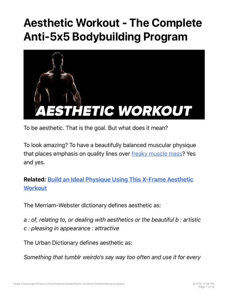 Aesthetic Workout - The Complete Anti-5x5 Bodybuilding Program PDF ...