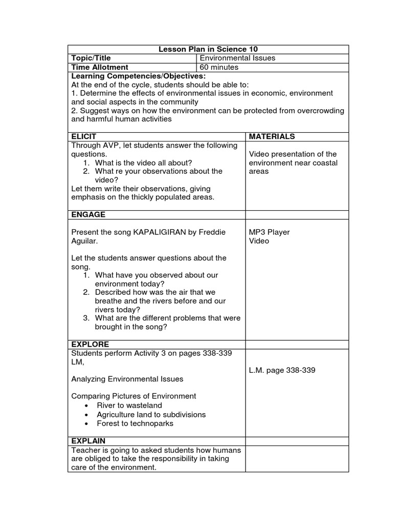 Lesson Plan in Science 10 Topic/Title Time Allotment Learning ...