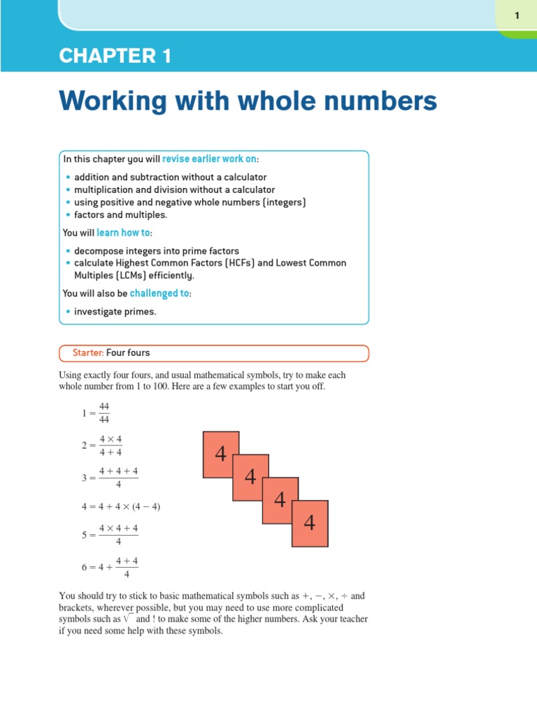 01 - Working With Whole Number PDF | PDF | Factorization | Prime Number