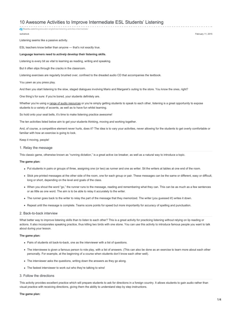 10 Awesome Activities To Impro | PDF | Question | Learning