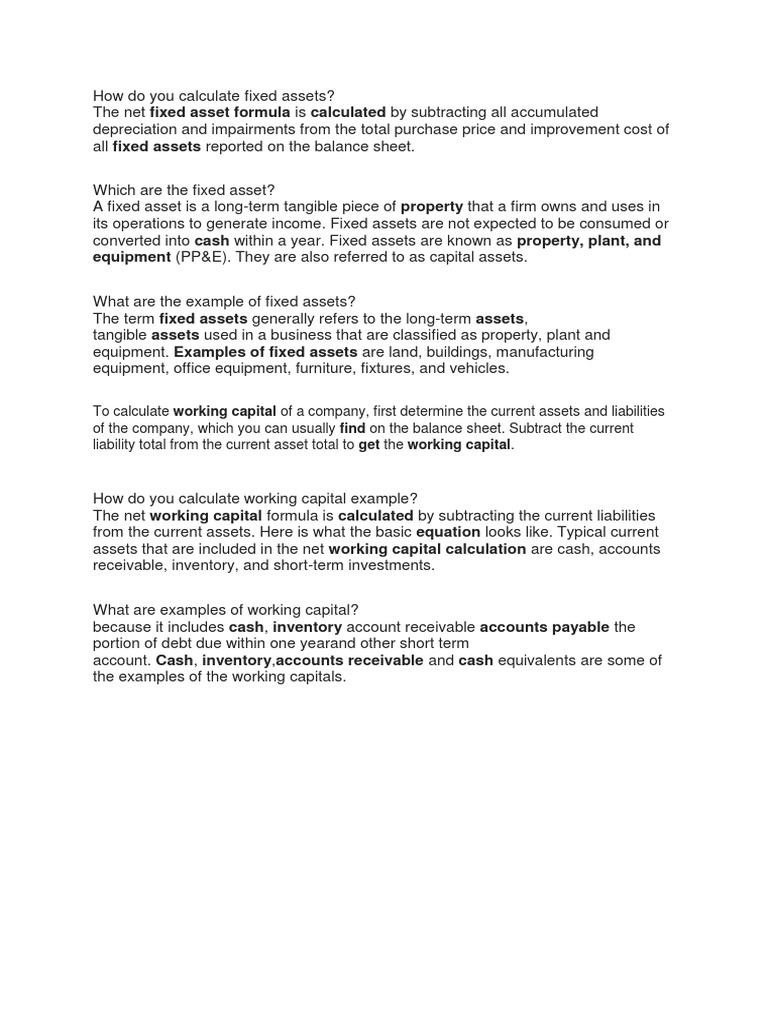How Do You Calculate Fixed Assets | PDF