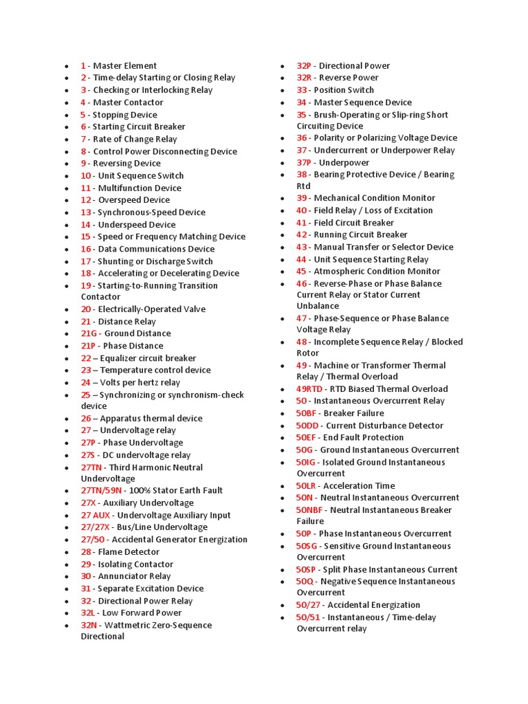 ANSI Code | PDF | Relay | Alternating Current