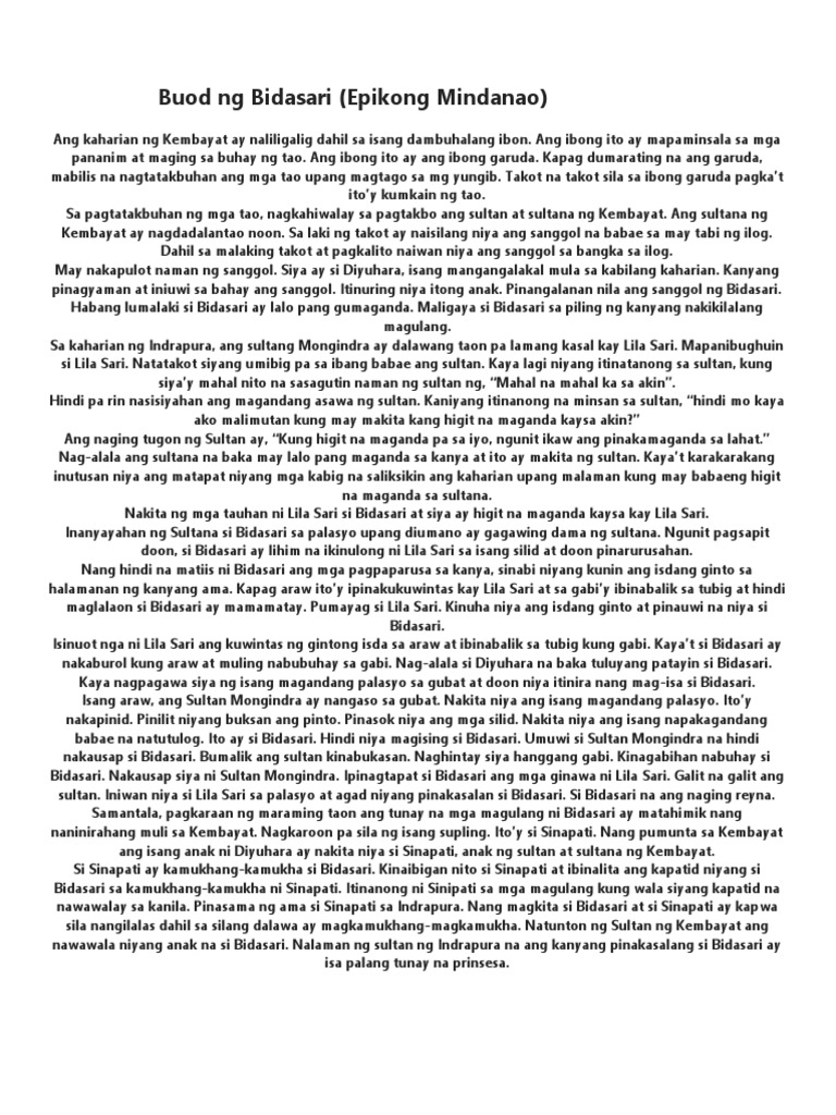 Buod NG Bidasari | PDF
