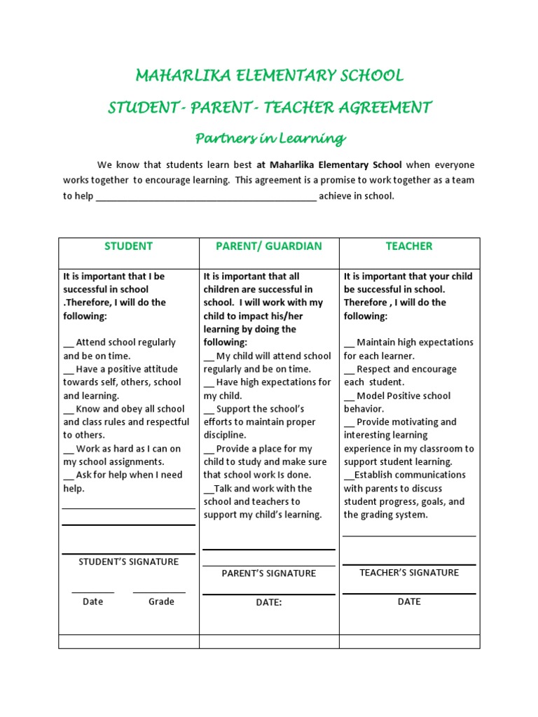 Maharlika Elementary School Agreement | PDF | Wellness
