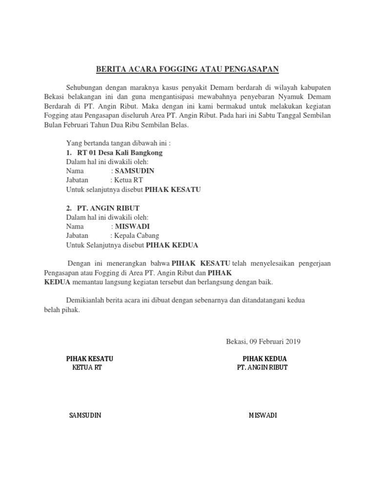 Contoh Berita Acara Fogging | PDF