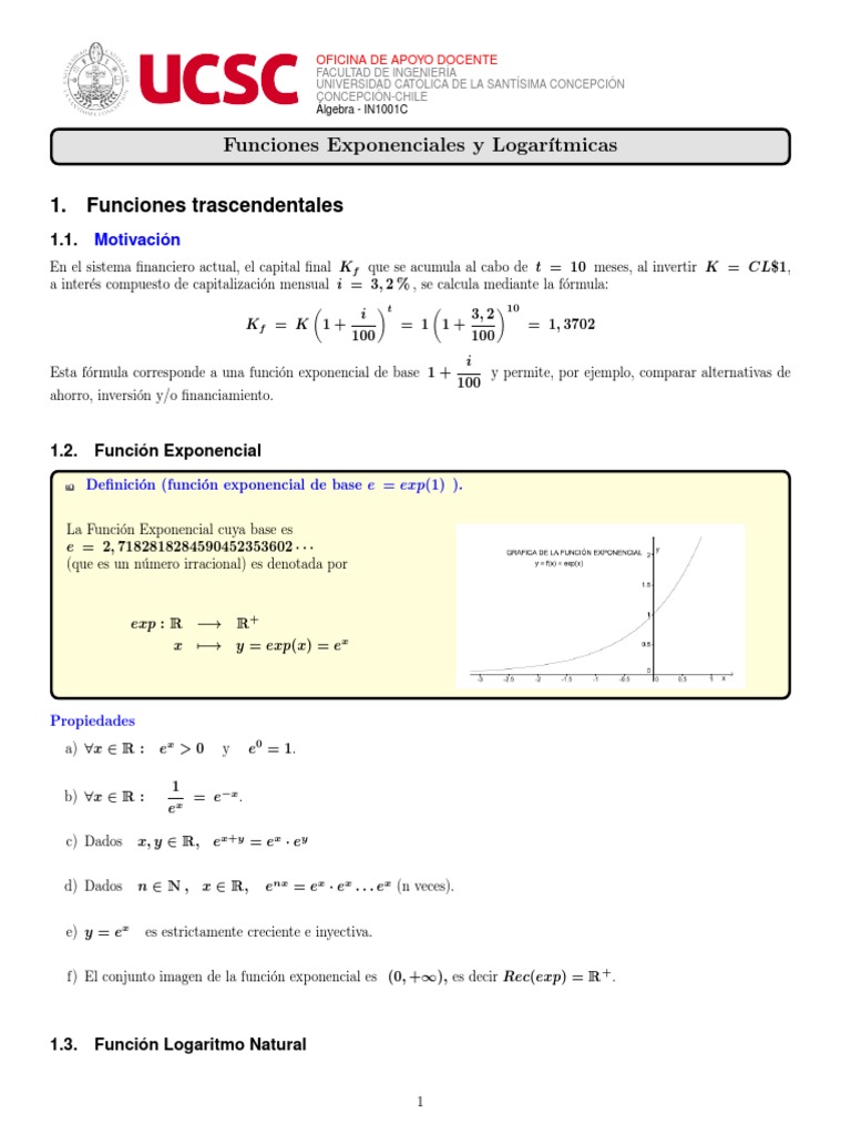 Exp y Log Urs | PDF | Función (Matemáticas) | Logaritmo