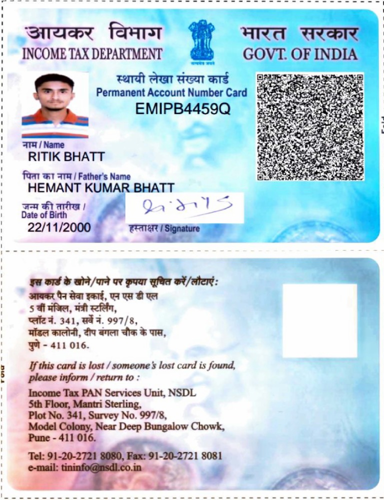 Original PAN Card Details for Ritik Bhatt | PDF