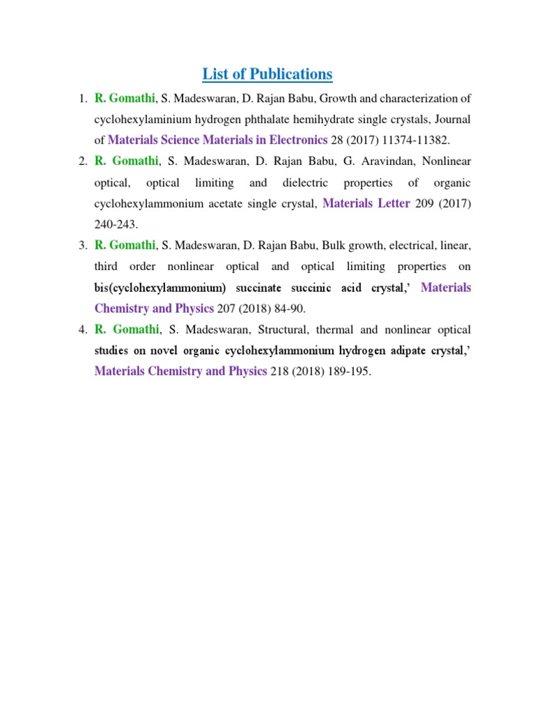 R. Gomathi List of Publications PDF | PDF | Technology & Engineering