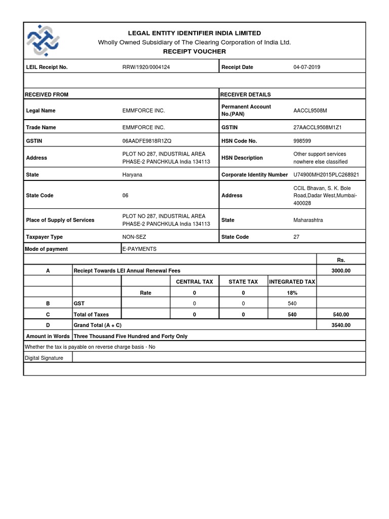 LEI-Advance Reciept 39739 040720191718 | PDF | Receipt | Services ...