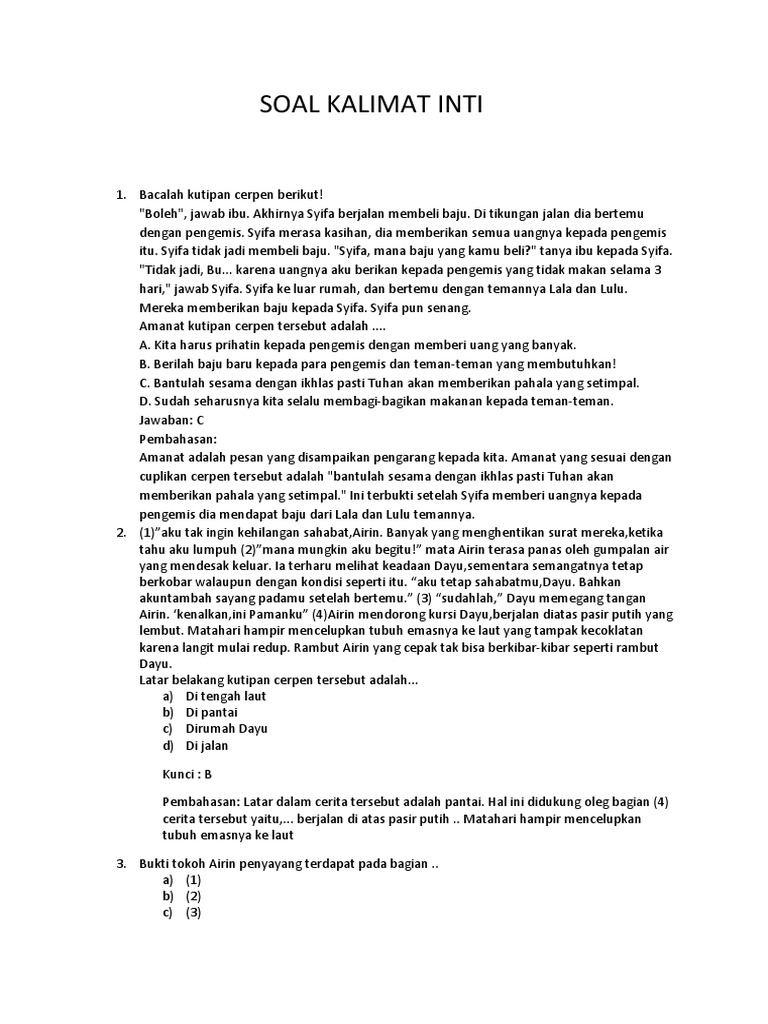 Soal Kalimat Inti | PDF
