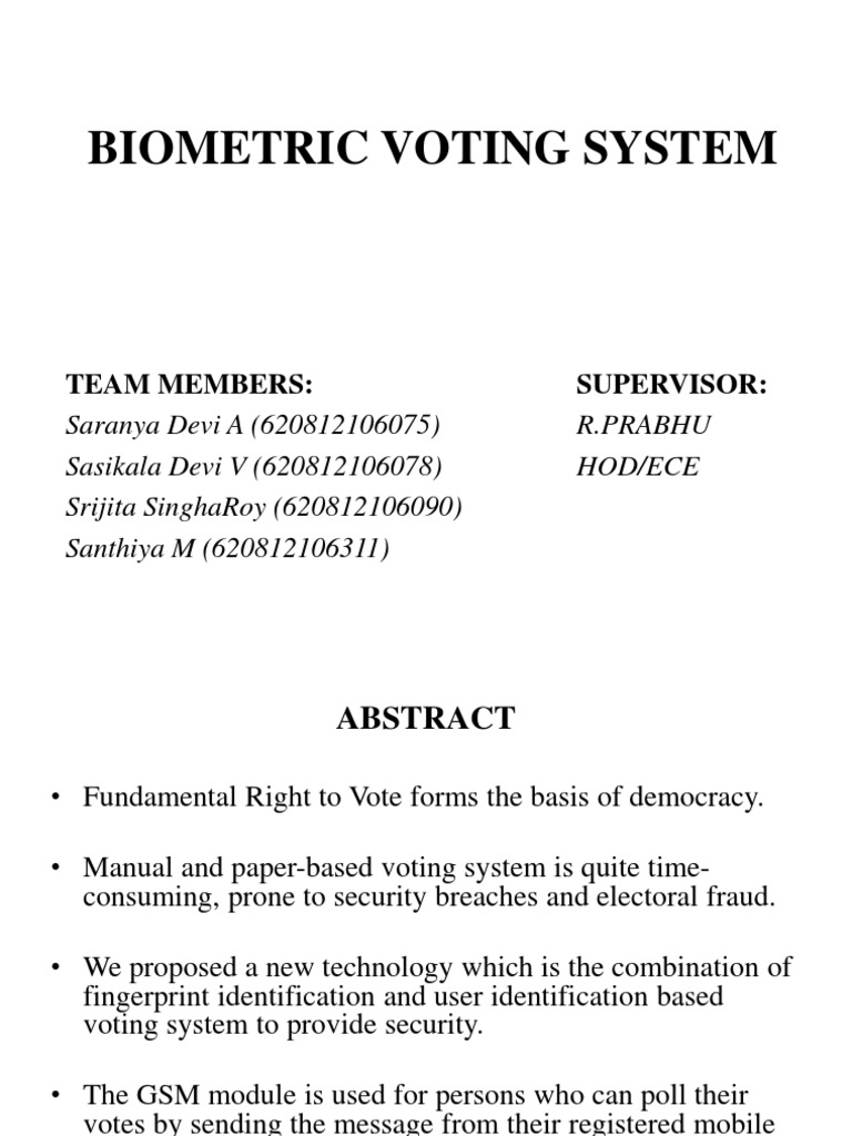 Biometric Voting System - Updated | PDF | Identity Document | Fingerprint