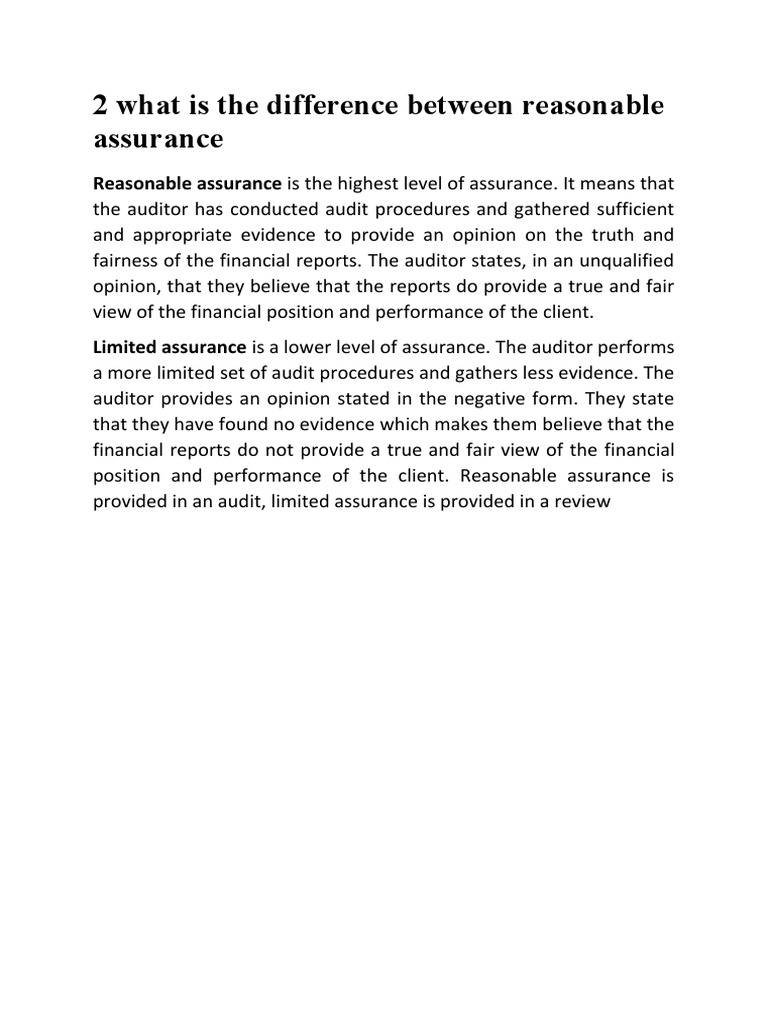 2 What Is The Difference Between Reasonable Assurance | PDF