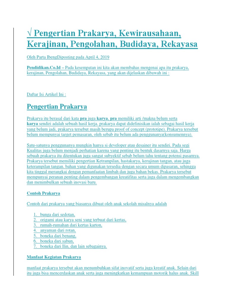 Pengertian Prakarya | PDF