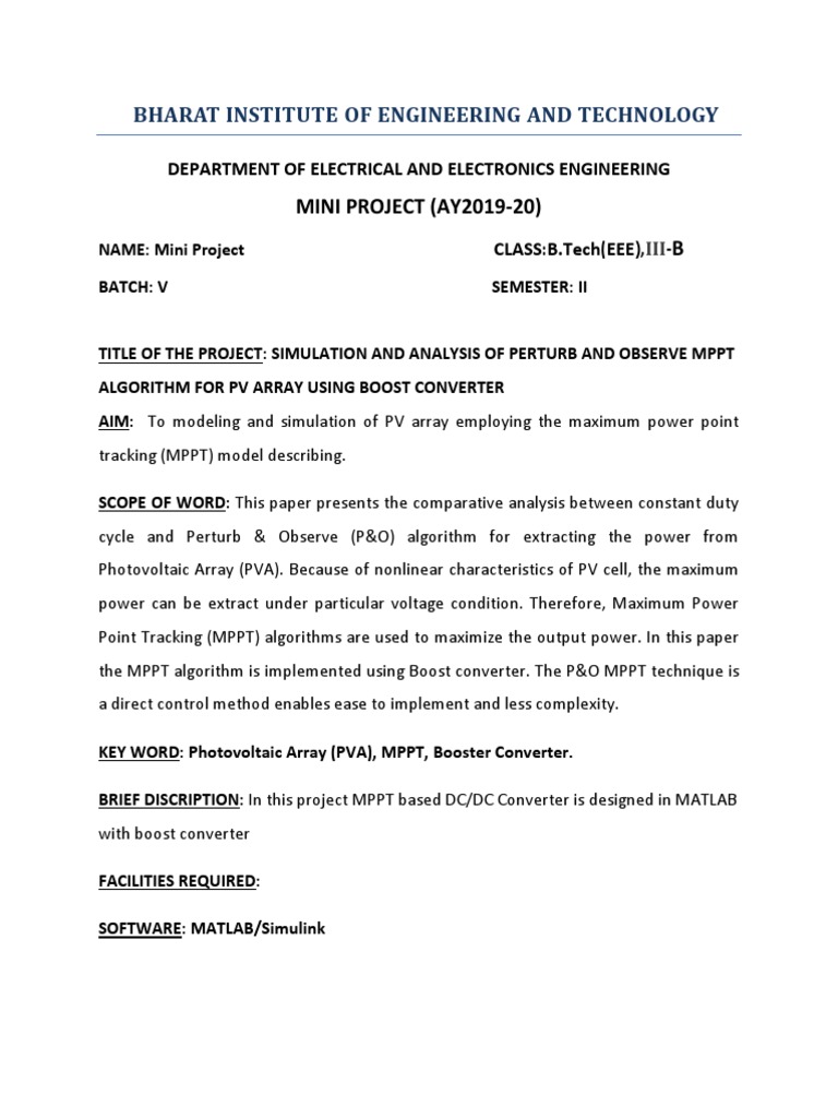Bharat Institute of Engineering and Technology: MINI PROJECT (AY2019-20 ...