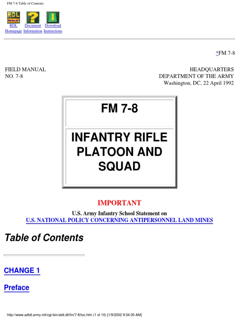 US Army-FM7-8 | PDF | Maneuver Warfare | Infantry