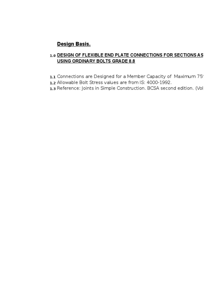 Design of Flexible End Plate Connections | PDF | Ultimate Tensile ...