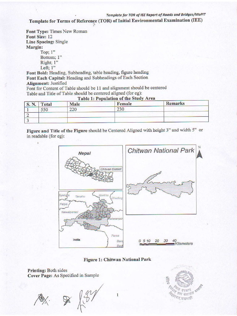 Template for TOR of Initial Environmental Examination(IEE) Report ...
