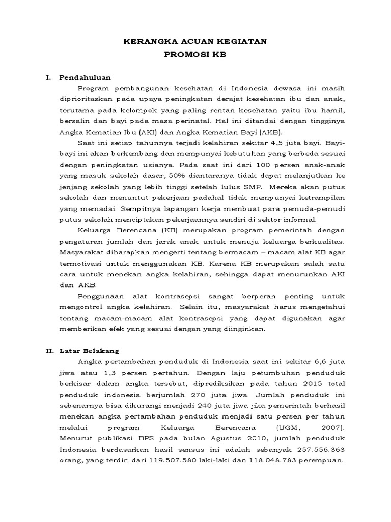 KAK Promosi KB | PDF | Ilmu Sosial | Pengembangan Diri