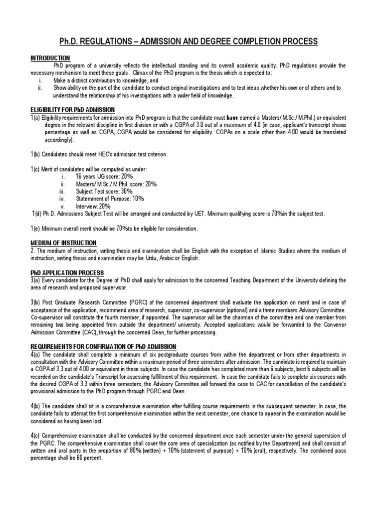 PhD Admission Requirements and Process | PDF | Thesis | Doctorate