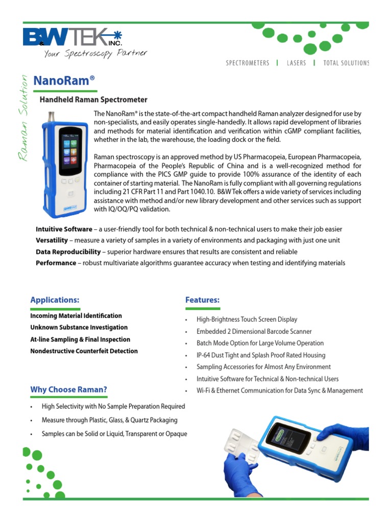 Nanoram®: Handheld Raman Spectrometer | PDF | Raman Spectroscopy | C ...