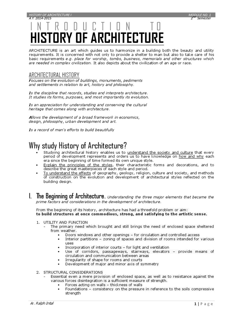 1-Introduction To History of Architecture | PDF | Truss | Design