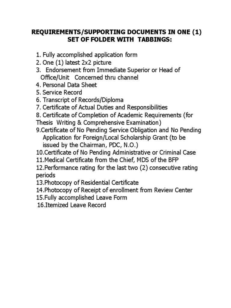 REQUIREMENTS Study Leave | PDF