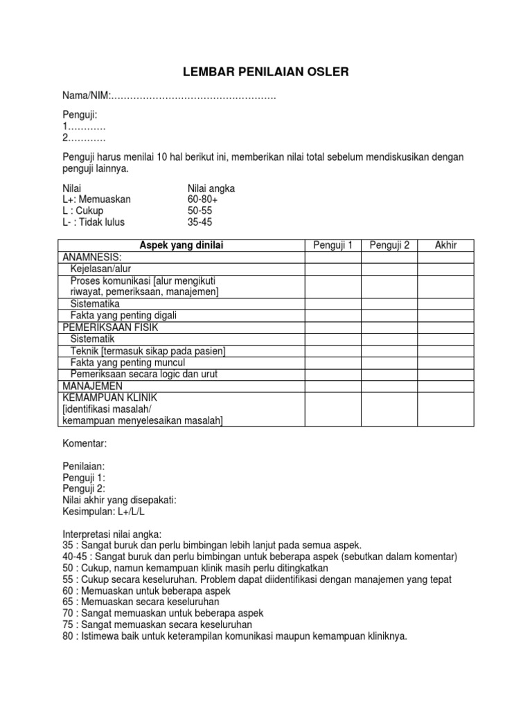 Penilaian Lembar Osler Klinik | PDF | Karier & Perkembangan | Teknologi ...